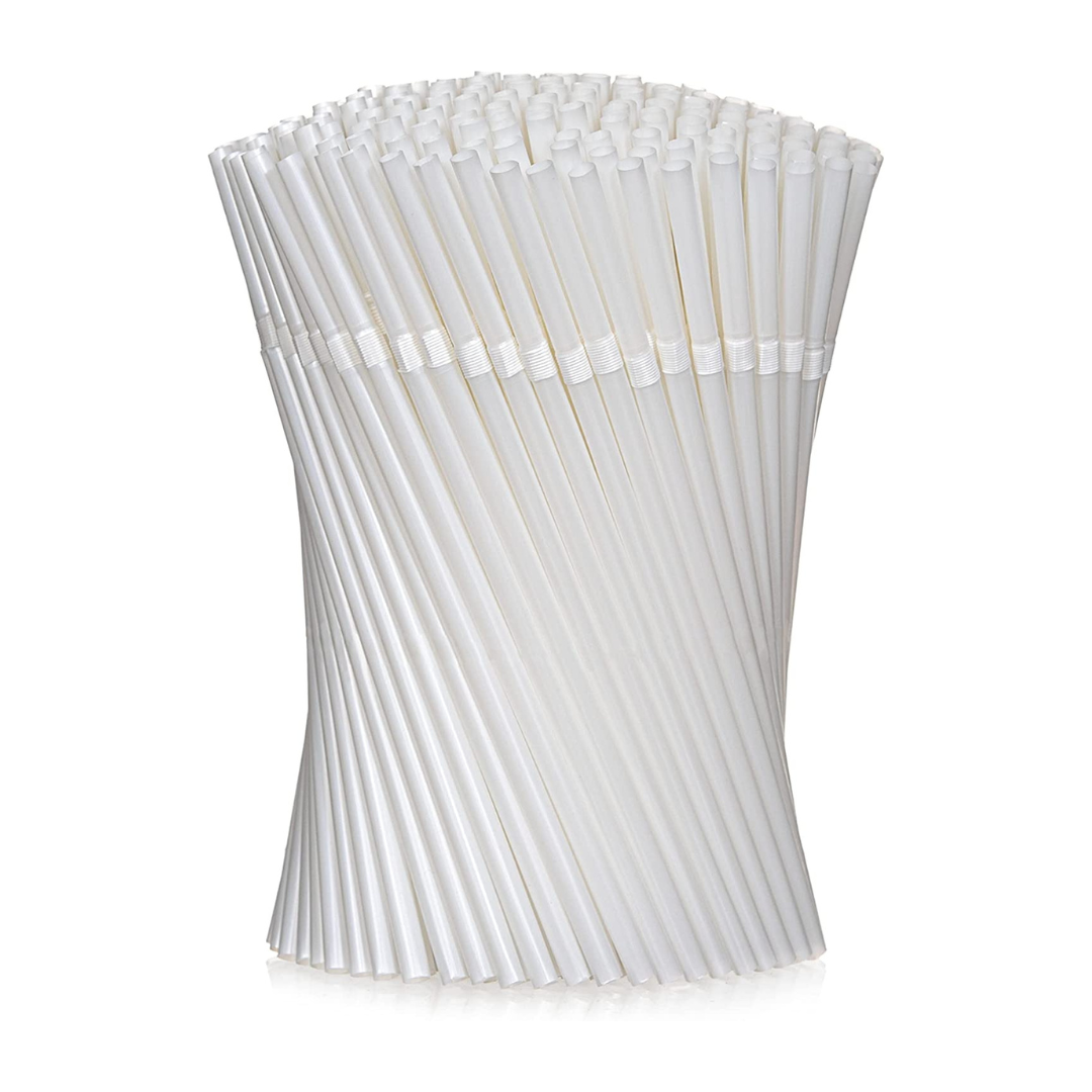 7.75" White Flexible Plastic Straws, Individually Wrapped – Eskay Products